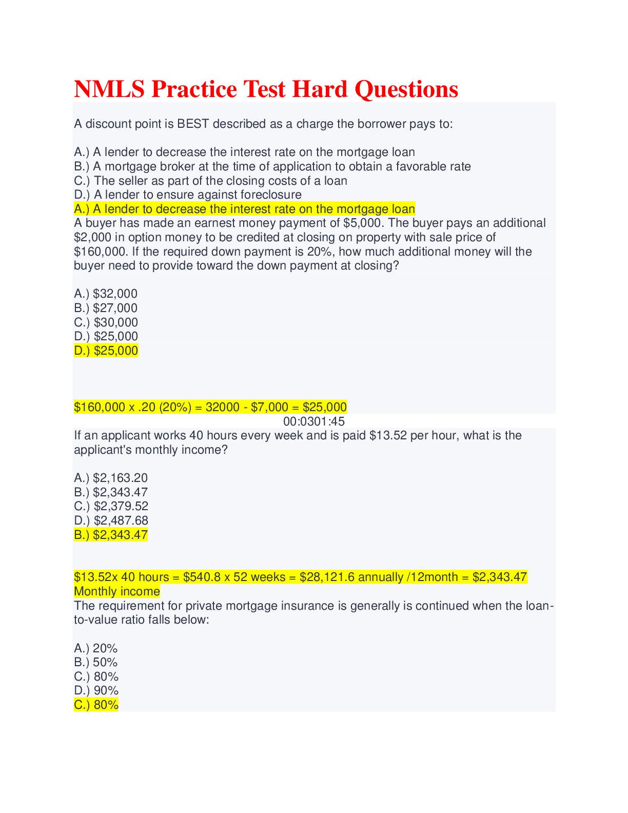 NMLS Practice Test Hard Questions with Verified Answers - Scholarfriends