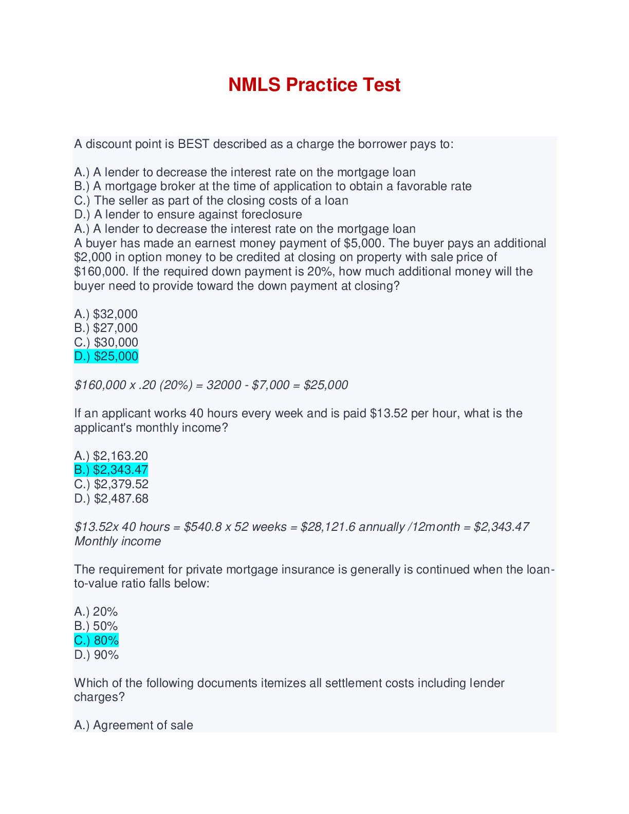 NMLS Practice Test Hard Questions (Answered 2022) - Scholarfriends