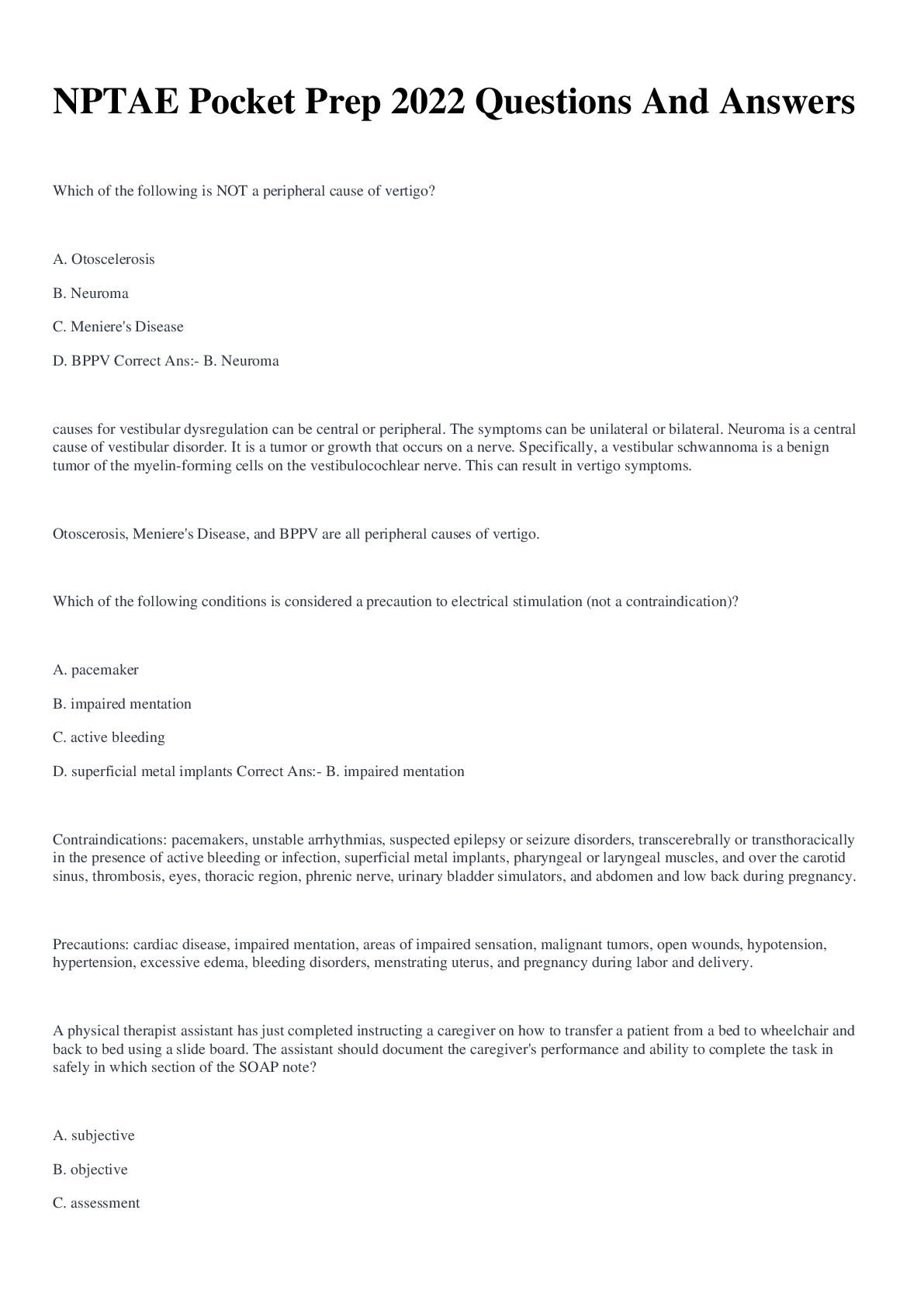 NPTAE Pocket Prep 2022 Questions And Answers - Scholarfriends