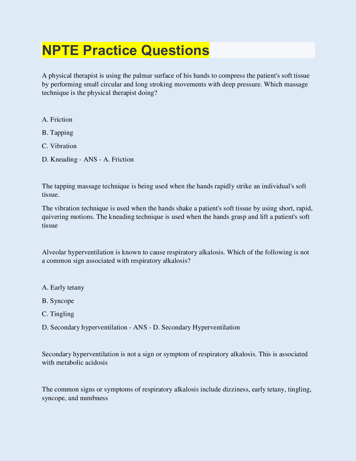 NPTE Practice Questions - Scholarfriends