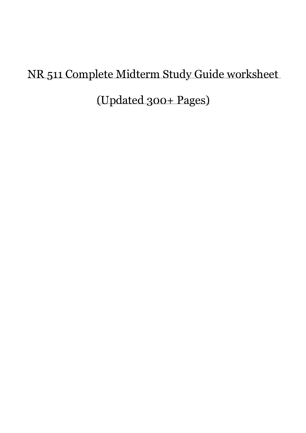 NR 511 Complete Midterm Study Guide worksheet (Updated 300+ Pages) | NR ...