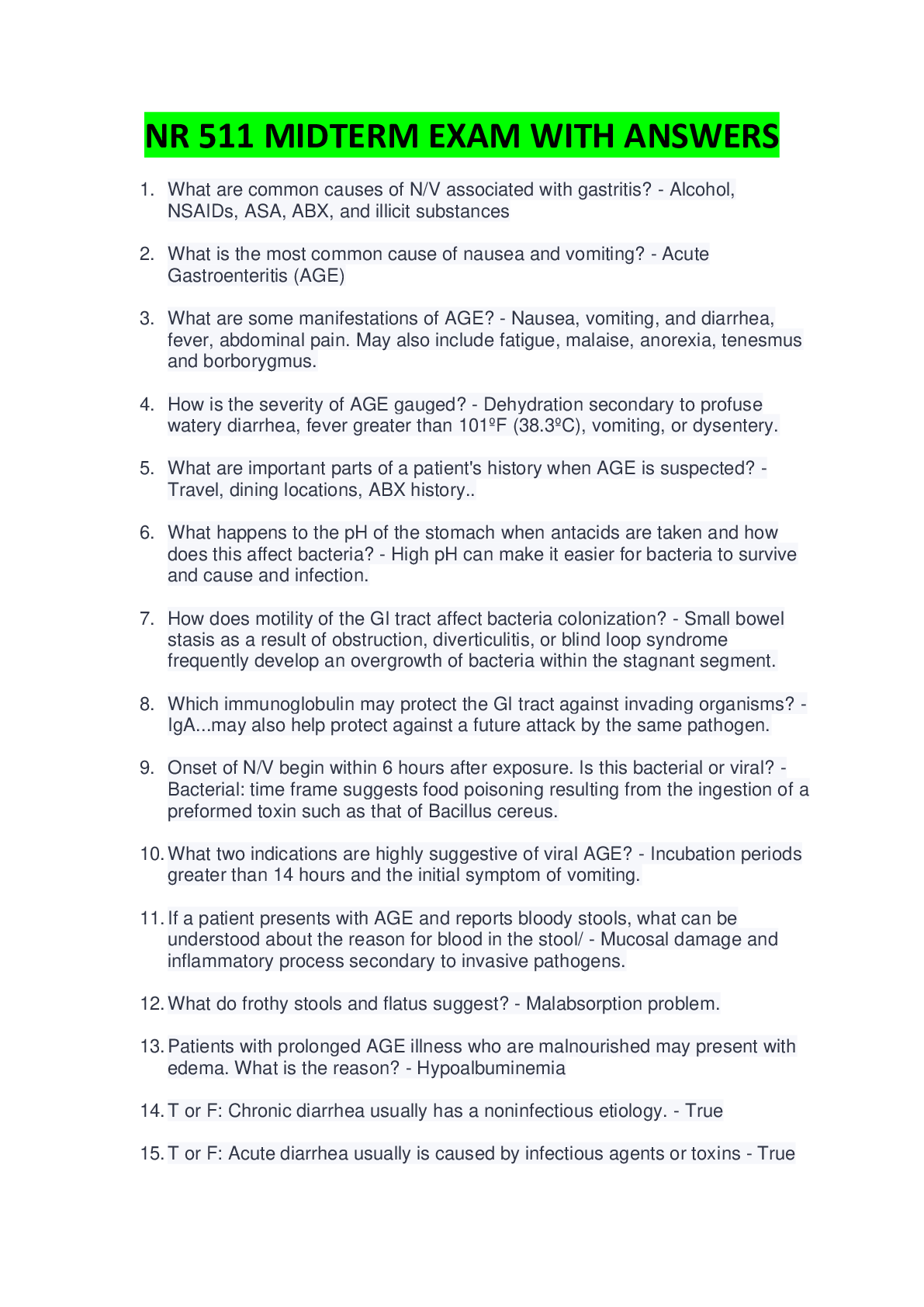 NR 511 Midterm Exam (Questions and Answers) Latest 2022/2023 Graded A ...