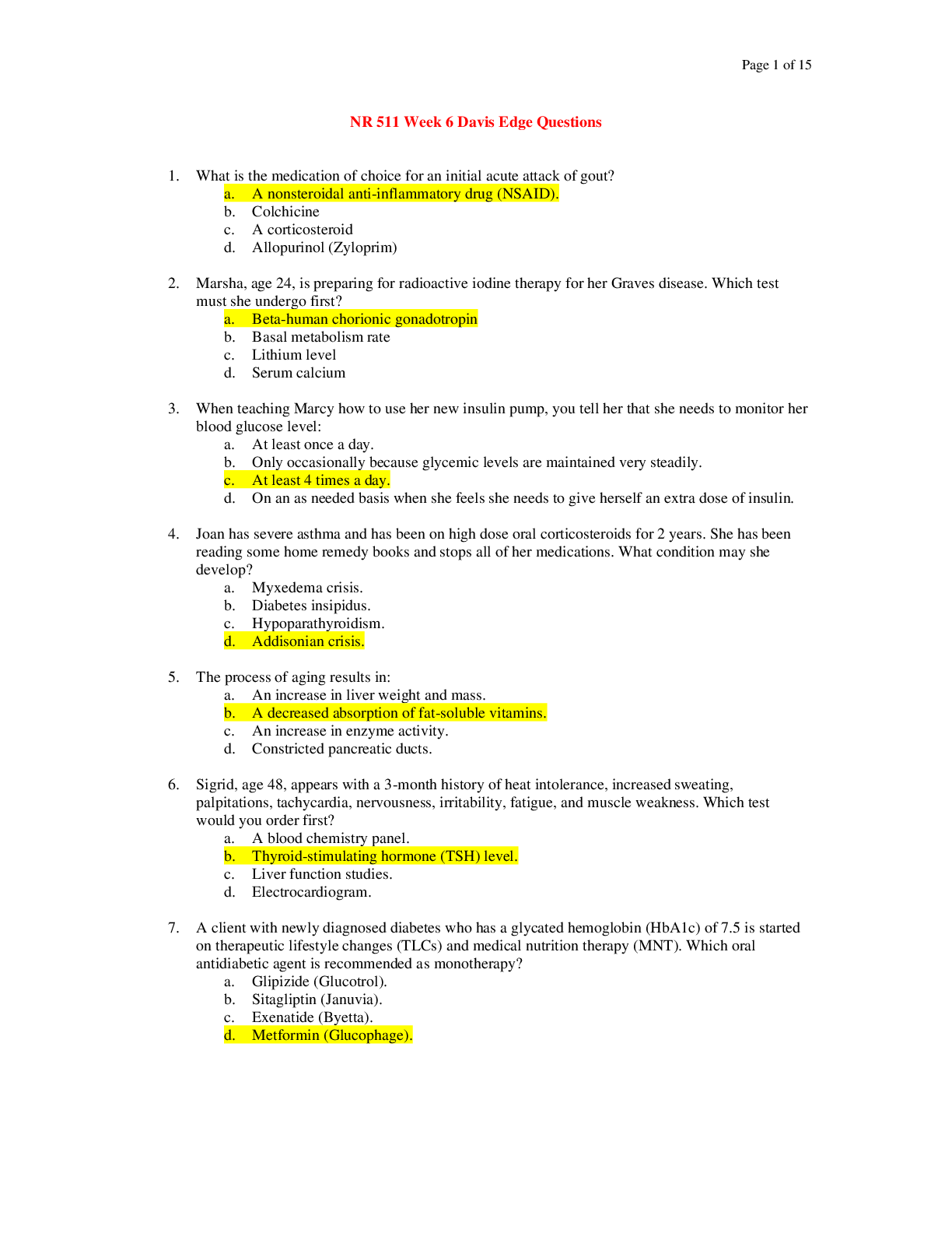 NR 511 Week 6 Davis Edge Questions/Answers (2020/2021) - Scholarfriends