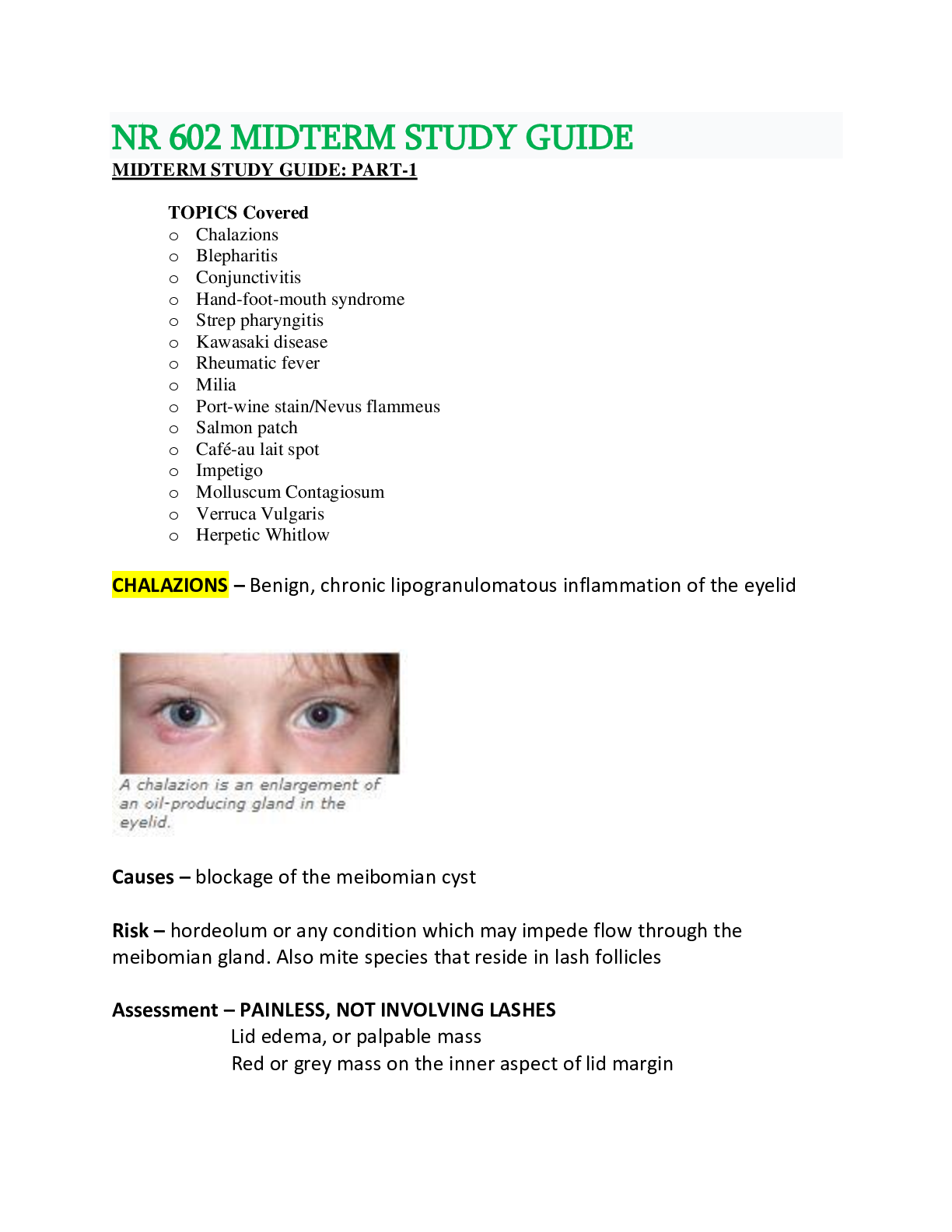 NR 602 Midterm Study Guide/ A+Guide/Updated - Scholarfriends