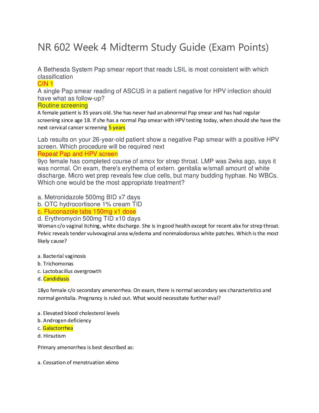 NR 602 Primary Care Of The Childbearing And Childrearing Family ...