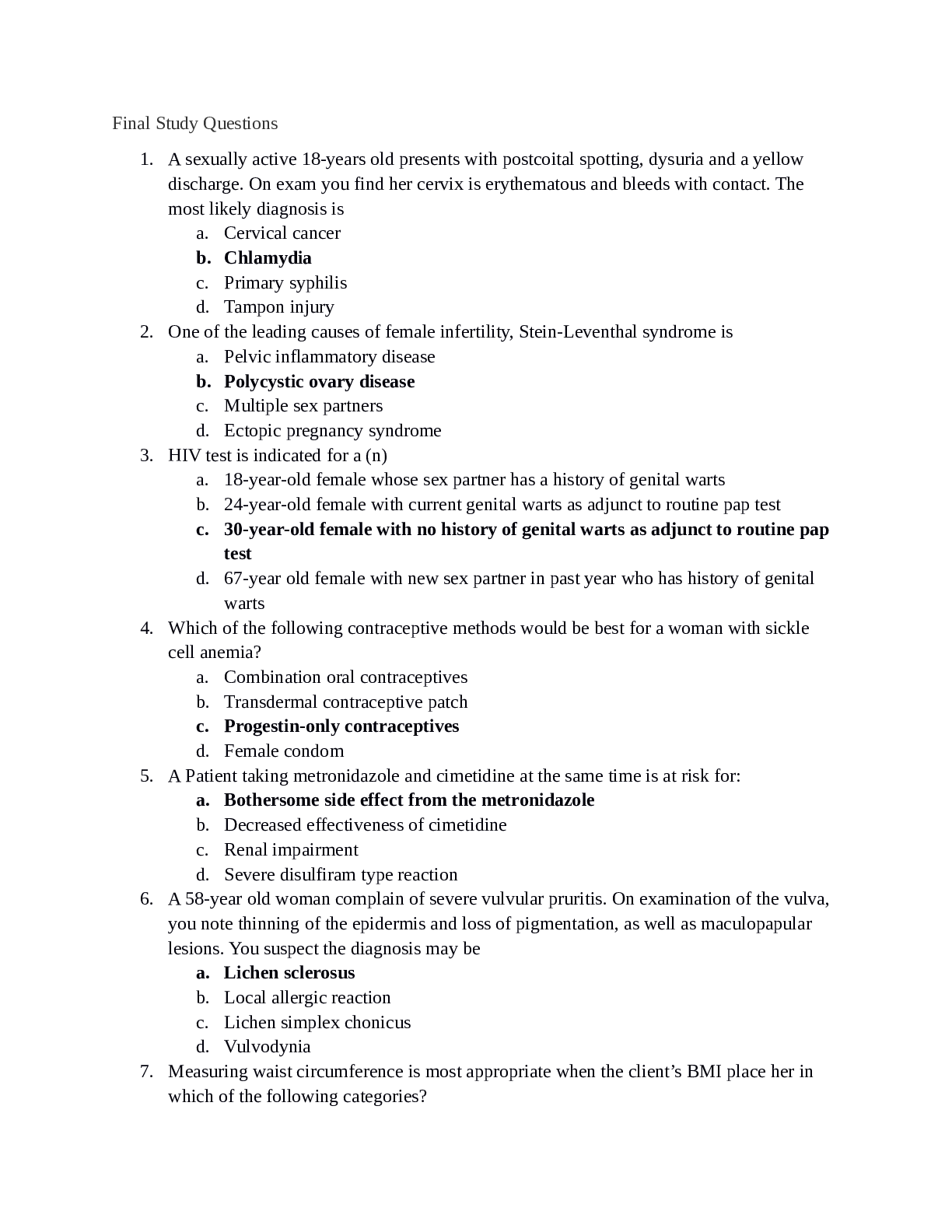 NR 602 Final Study Questions - Scholarfriends