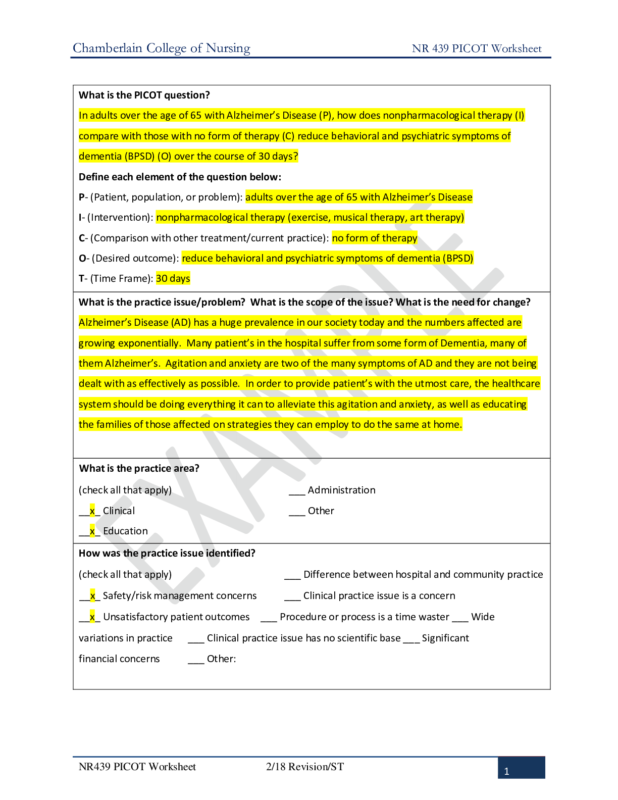 NR 439 PICOT_Evidence_Appraisal_Worksheet_Example-2.18 - Scholarfriends