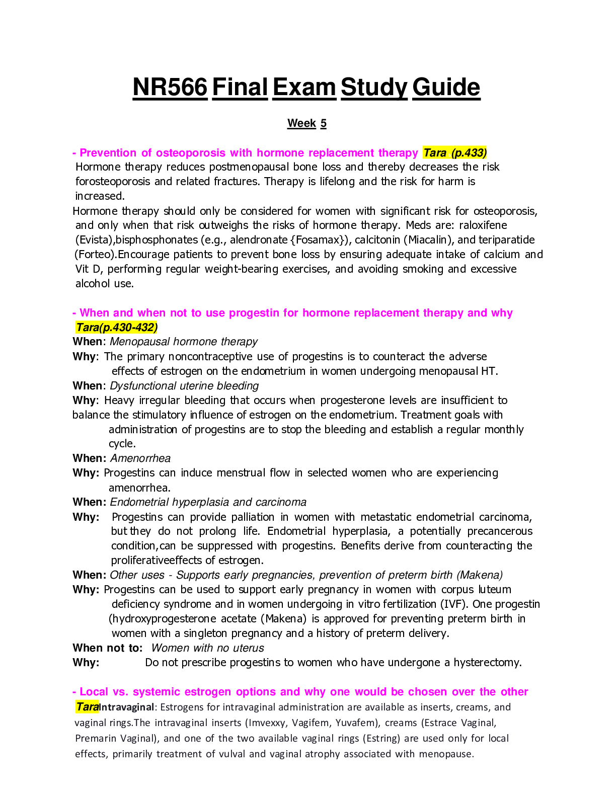 NR566 Final Exam Complete Study Guide latest 2022/2023 (Approved ...