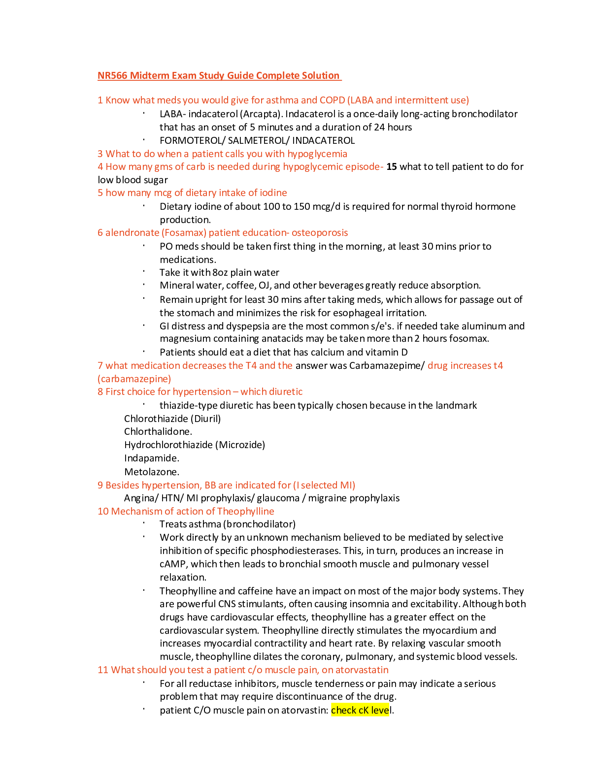 NR566 Midterm Exam Study Guide Complete Solution - Scholarfriends