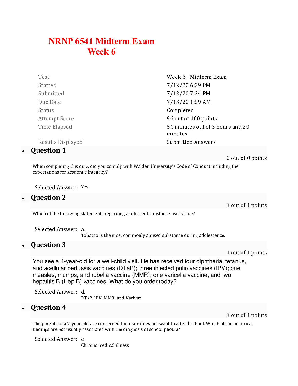 NRNP 6670 Midterm Exam Week 12 2022-2023 - Scholarfriends