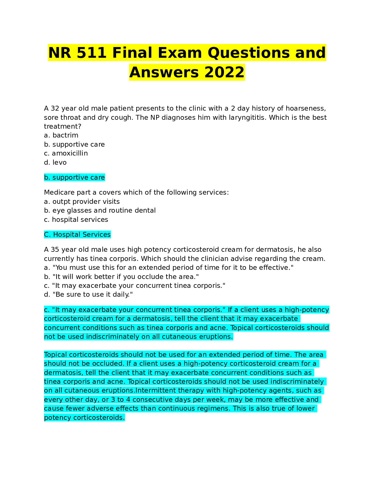 NR 511 Final Exam Questions and Answers 2022 – Scholarfriends - Scholarfriends