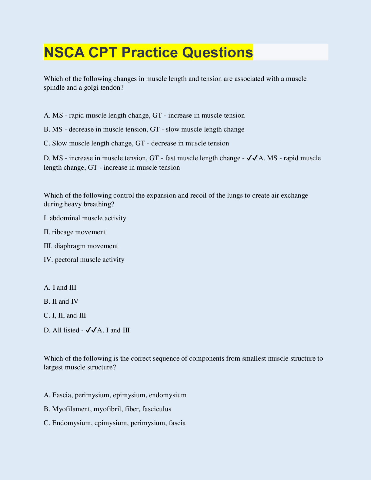 Bundle for NSCA Tests | Updated & Verified | Everything you need to ...