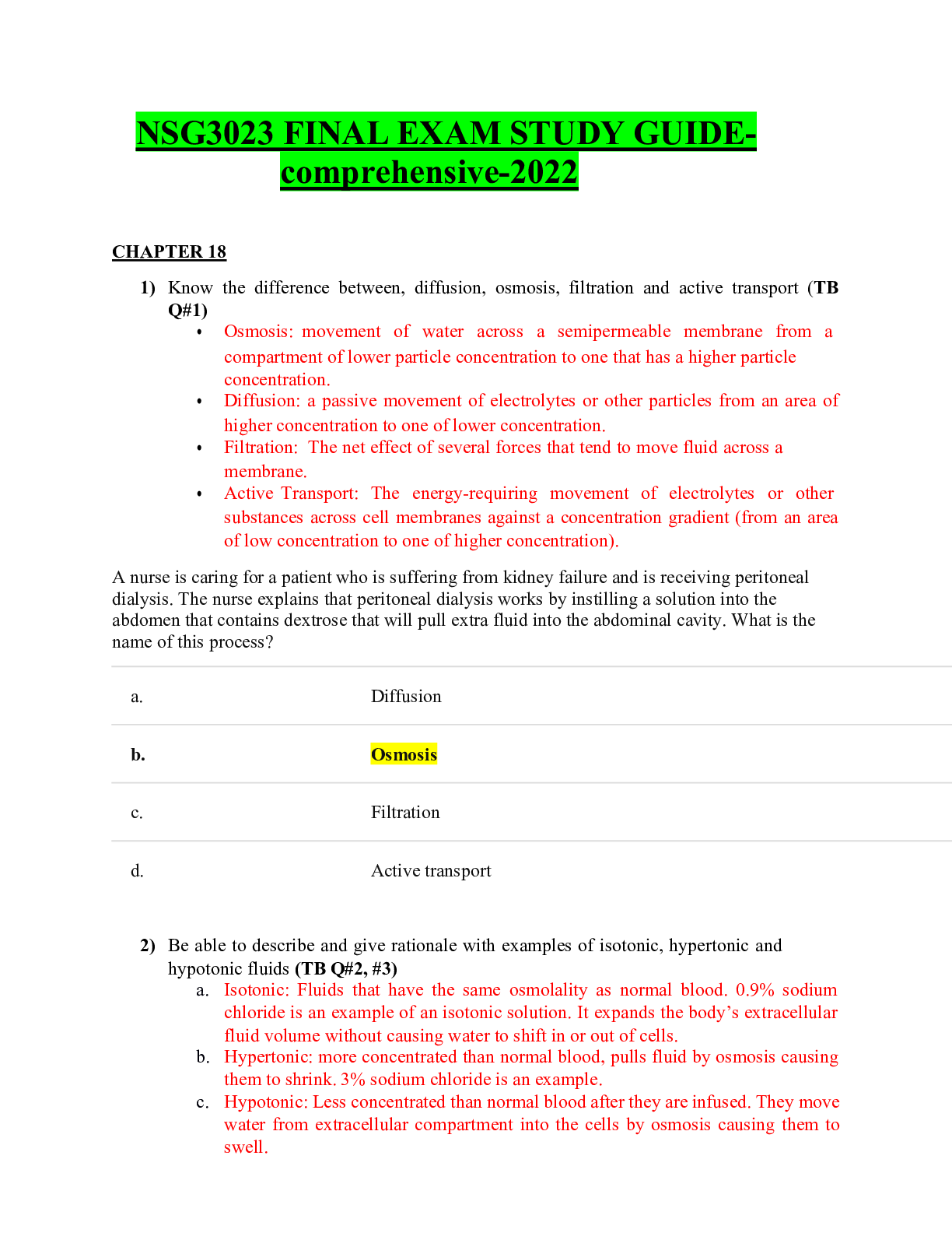 NSG3023 FINAL EXAM STUDY GUIDE-comprehensive-2022 - Scholarfriends