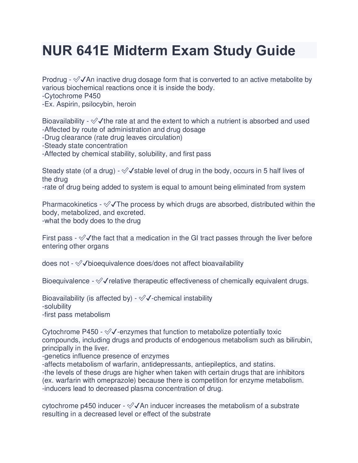 NUR 641E Midterm Exam Study Guide (Latest 2023/2024) Complete Solutions ...