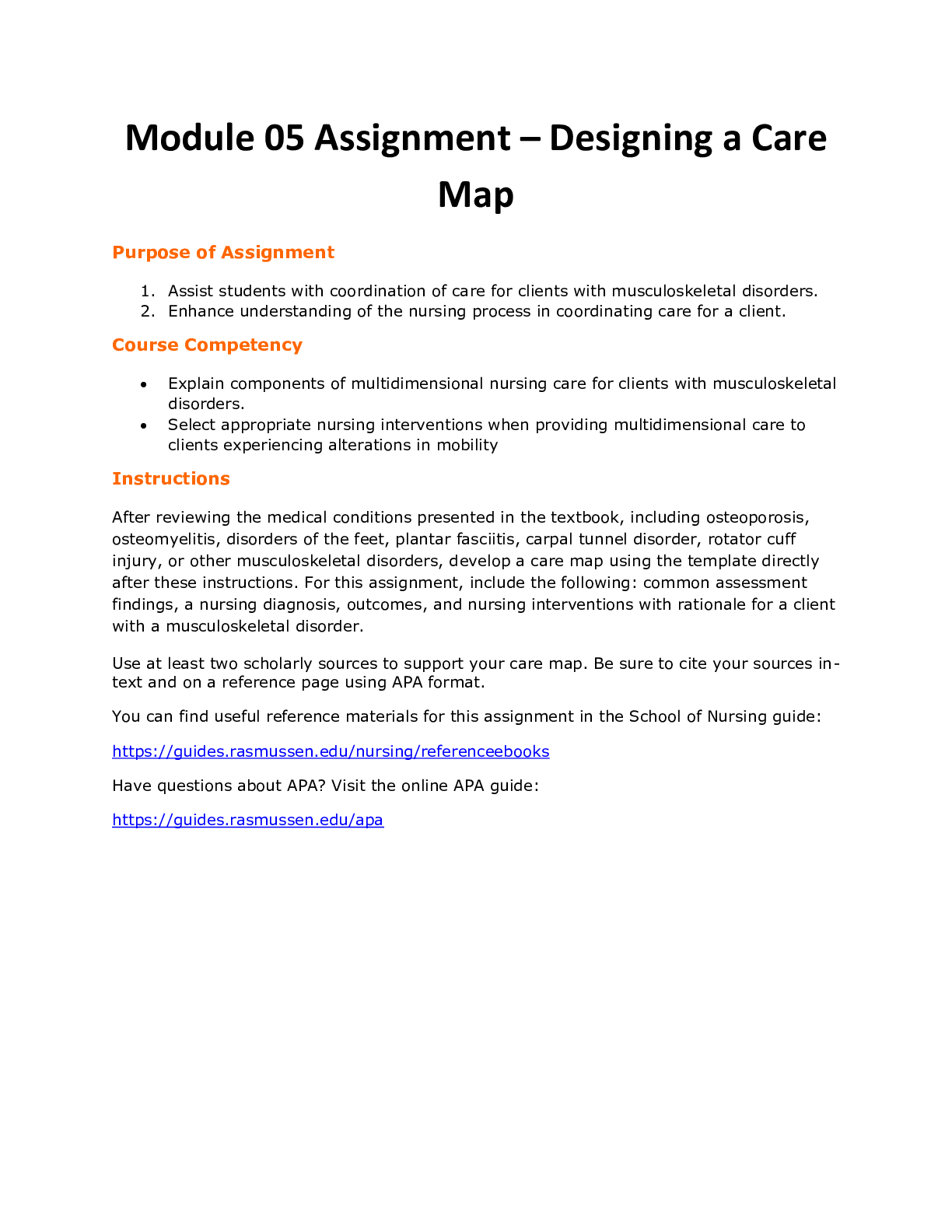 NUR2356 Module 05 Assignment – Designing a Care Map - Scholarfriends