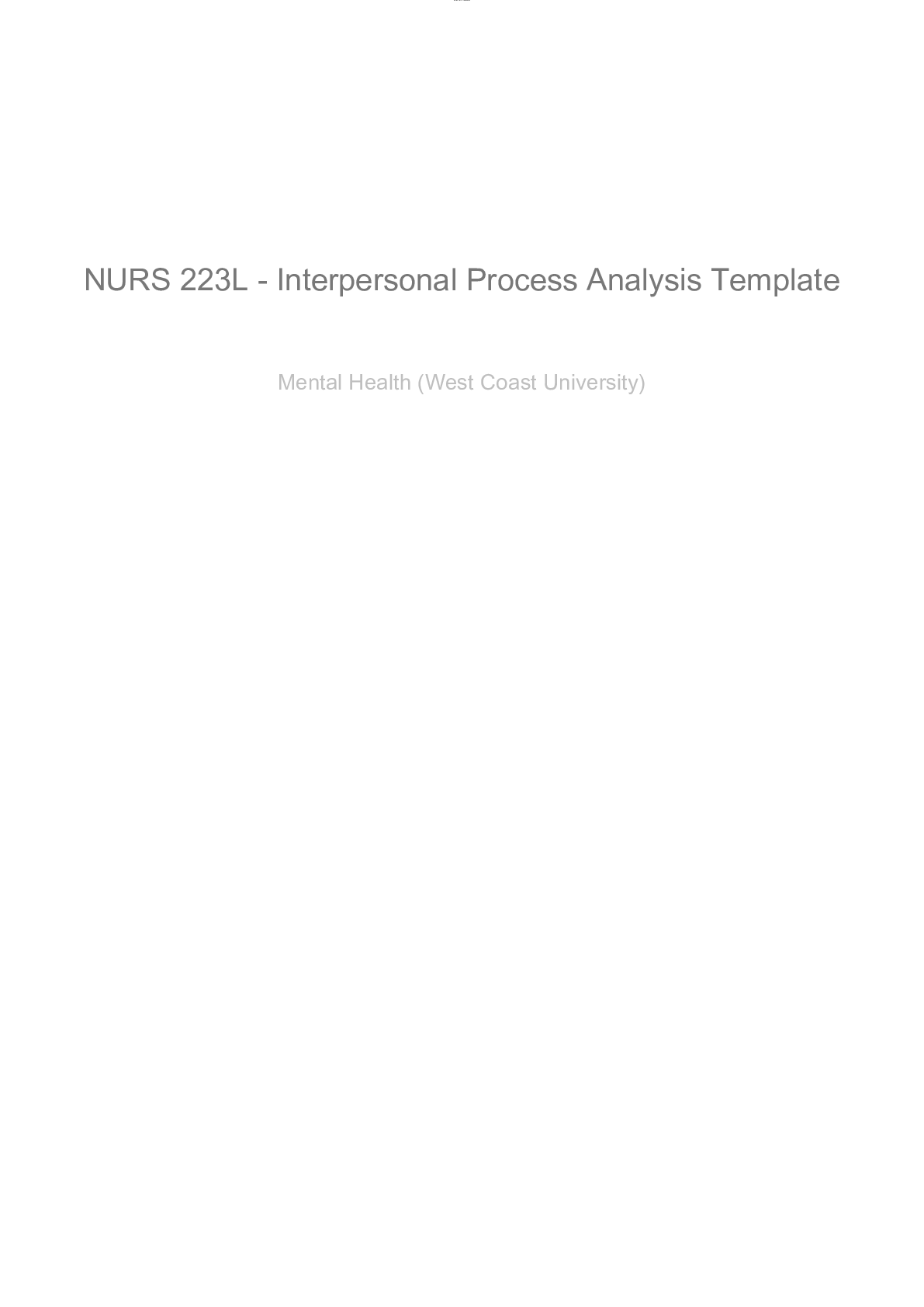 NURS 223L Interpersonal Process Analysis Template - Scholarfriends