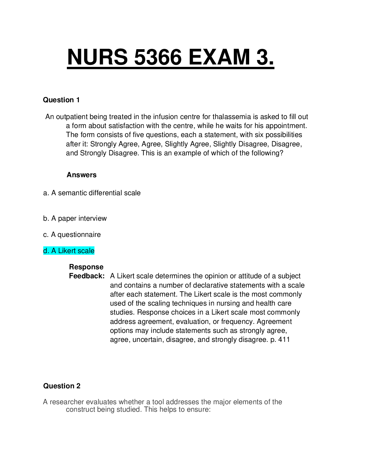 NURS 5366 / NURS5366 EXAM 3. QUESTIONS WITH WELL EXPLAINED ANSWERS ...