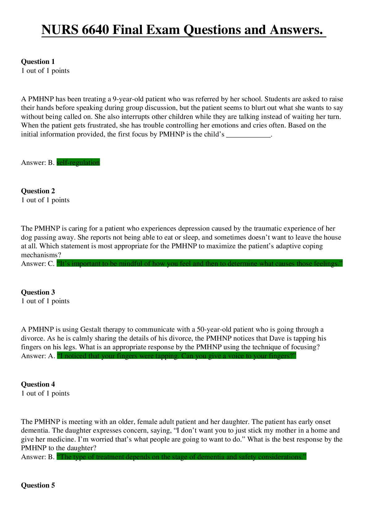 NURS 6640 Final Exam Questions and Answers. - Scholarfriends