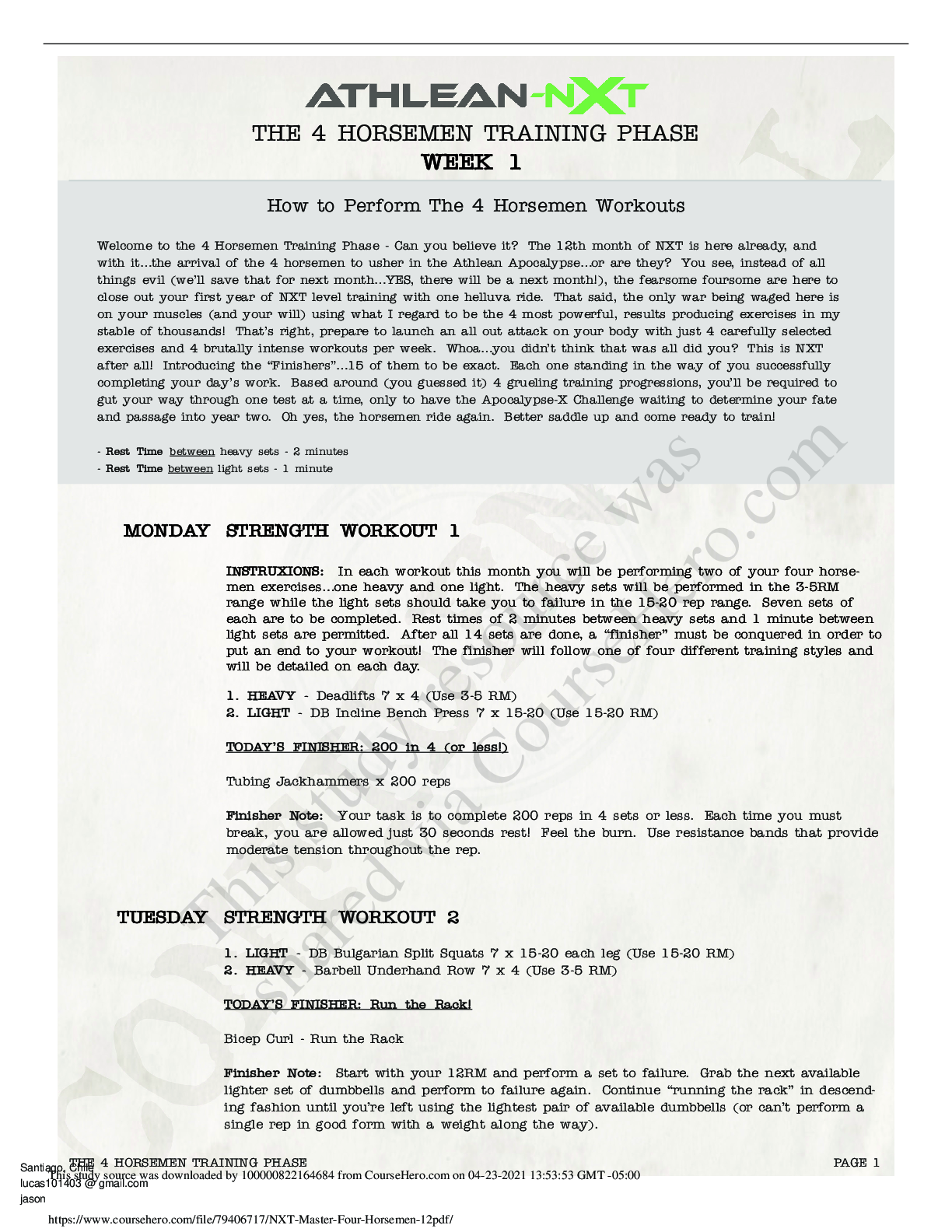 CA 9025-How to Perform The 4 Horsemen Workouts/AThLEAN-X / TNT ...