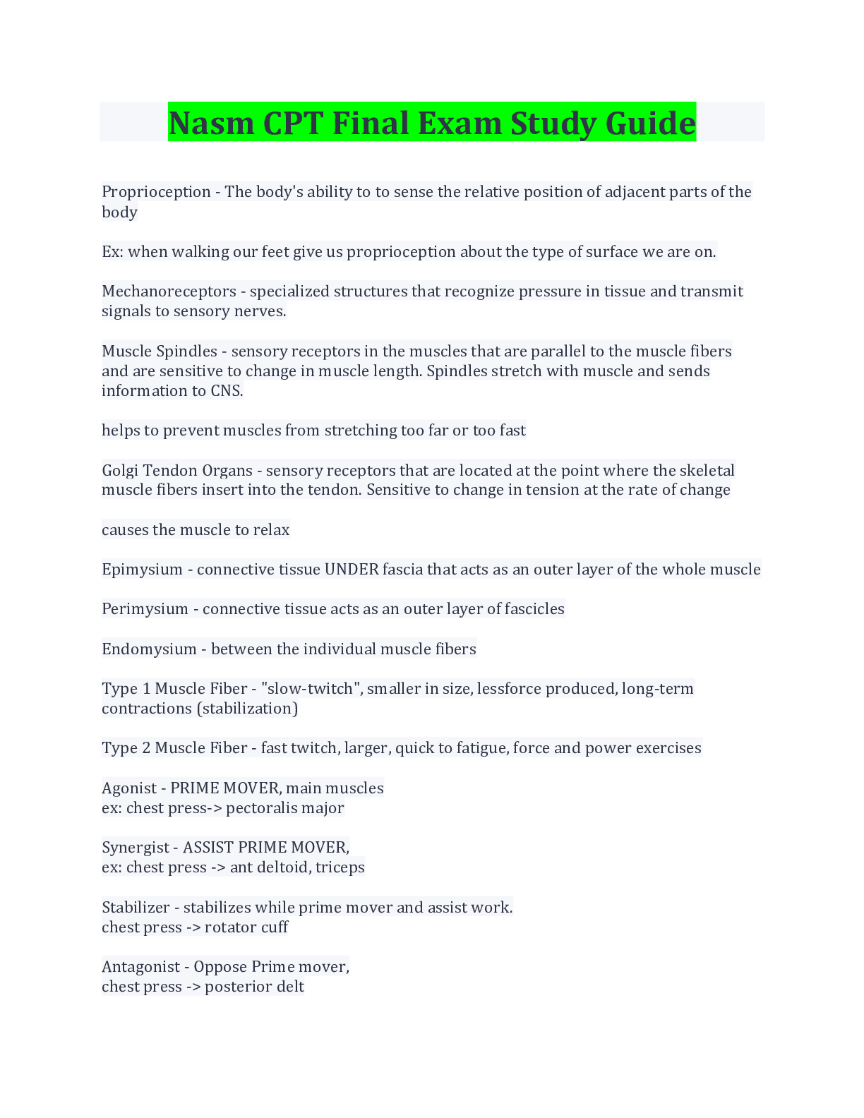 Nasm CPT Final Exam Study Guide 2022 - Scholarfriends