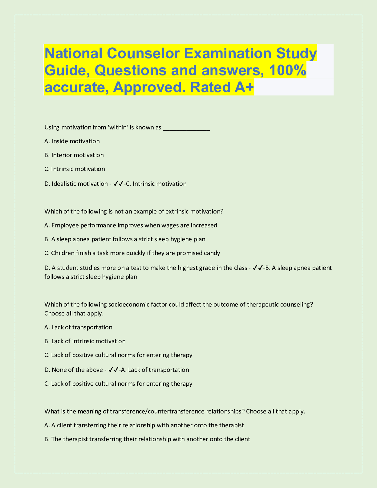 National Counselor Examination Study Guide - Scholarfriends