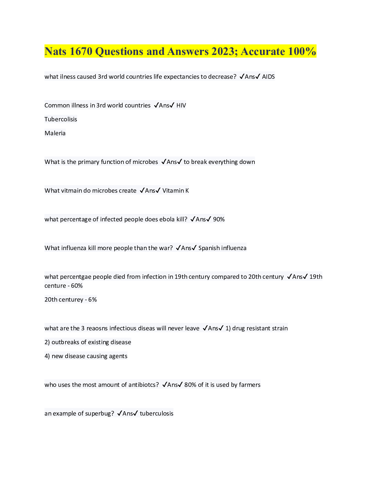 Nats 1670 Questions and Answers 2023;Accurate 100% - Scholarfriends