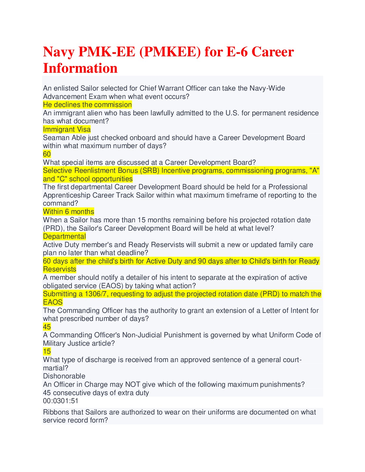 Navy PMK-EE (PMKEE) For E-6 Career Information Latest Update Exam ...