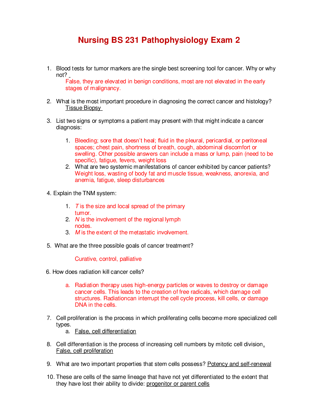 Nursing BS 231 Pathophysiology Exam 2 - Portage Learning ...
