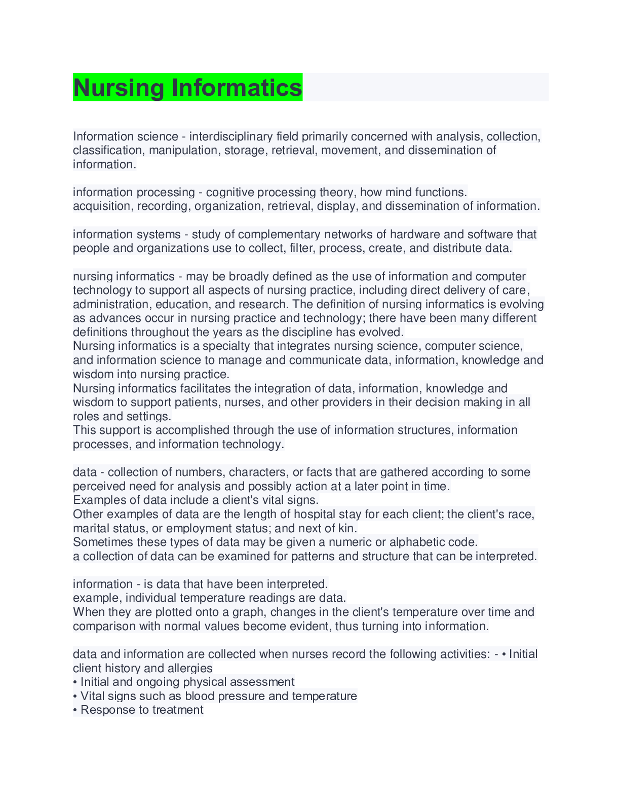 Nursing Informatics Questions And Answers With Explanations ...