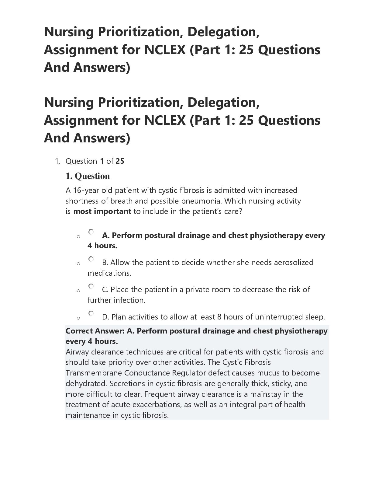 Nursing Prioritization, Delegation, Assignment for NCLEX (Part 1: 25 ...