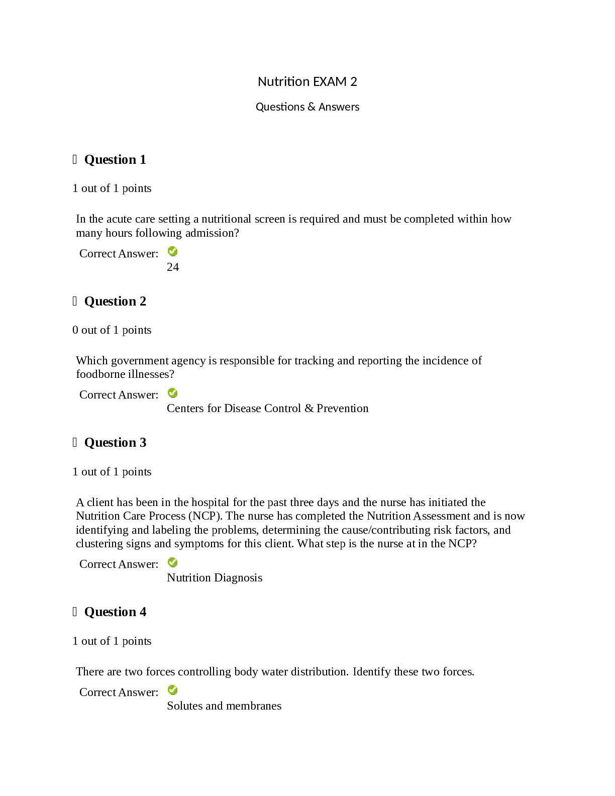 Nutrition EXAM 2 Questions & Answers (Complete Guide) Verified ...