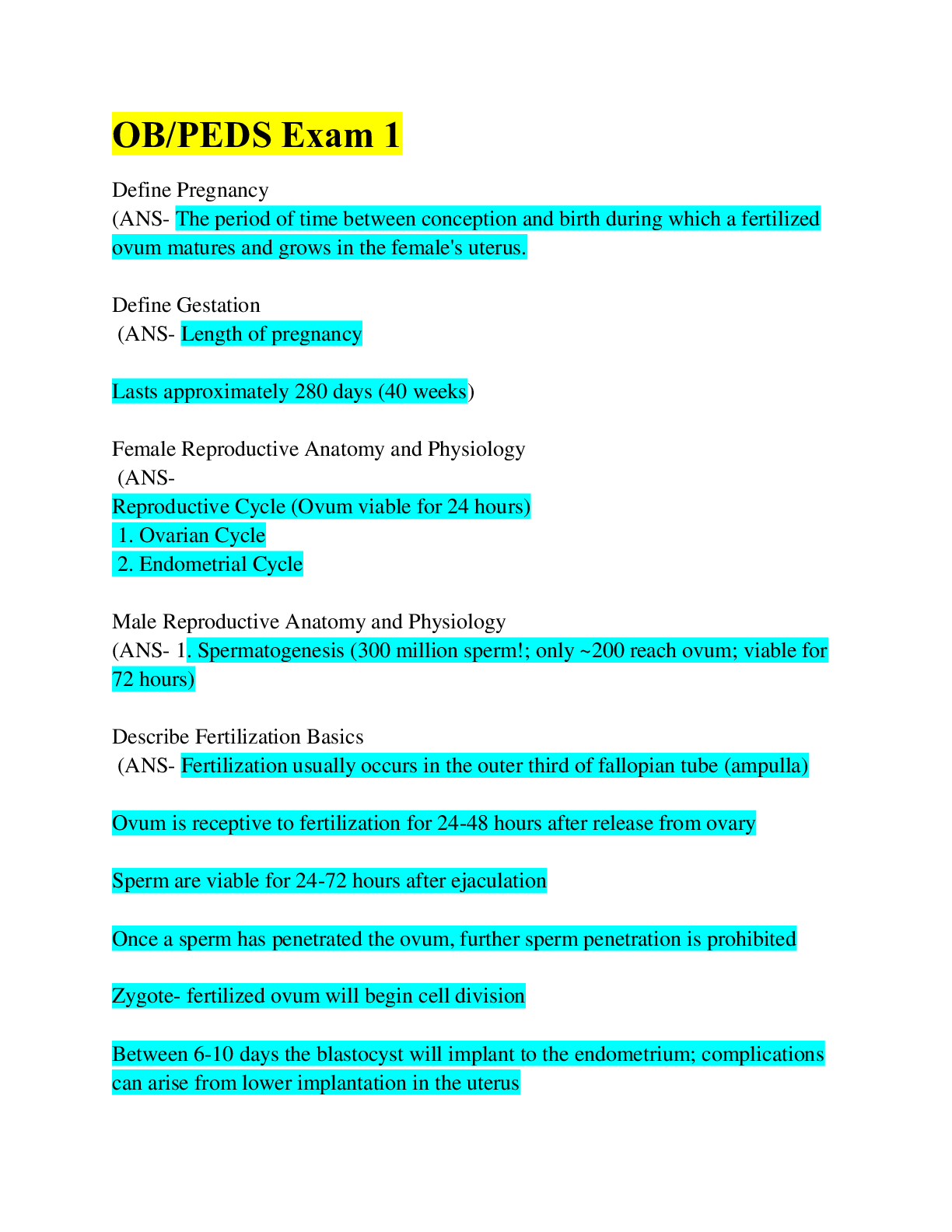 OB/PEDS Exam 1/Latest 2022/ Complete/ Guaranteed A+ – Scholarfriends ...