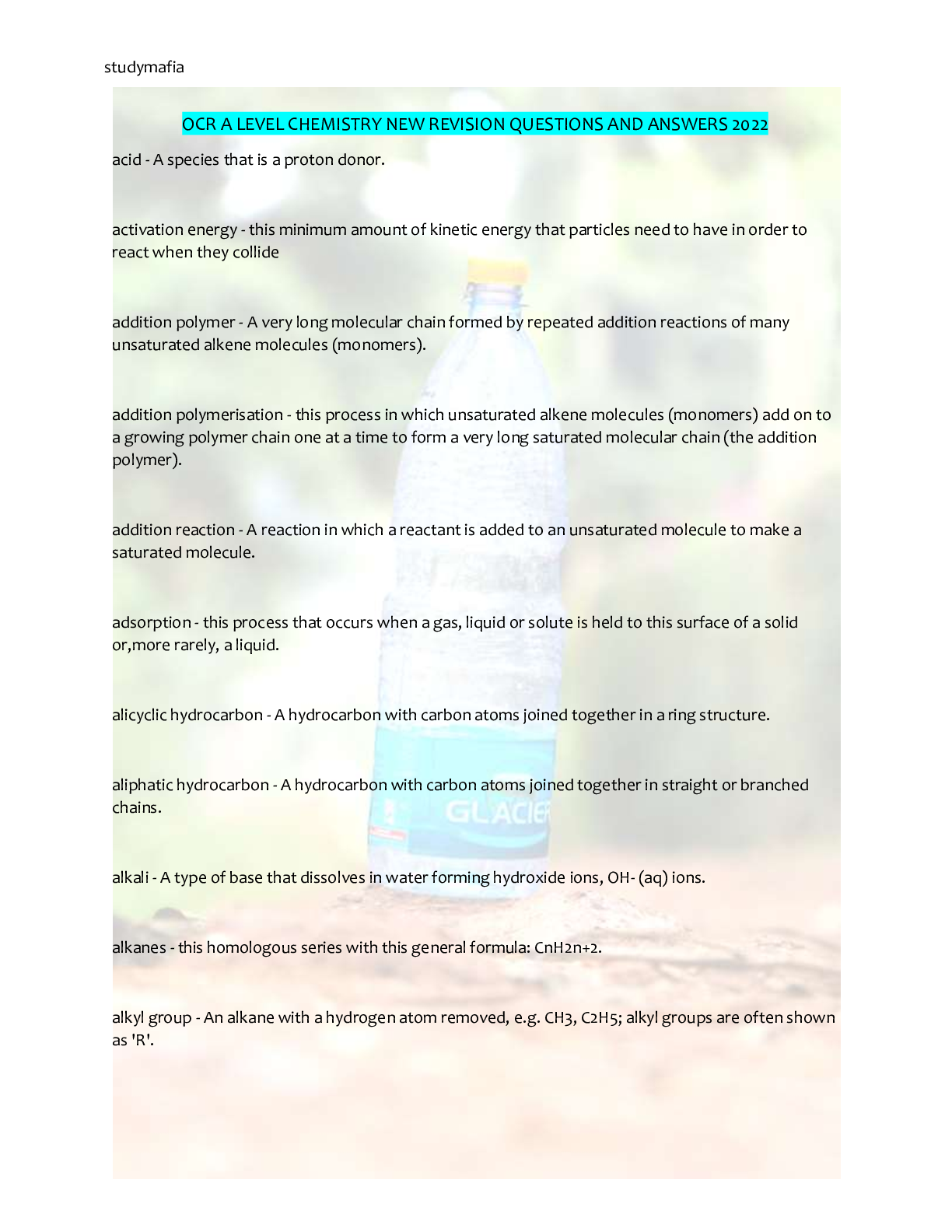 OCR A LEVEL CHEMISTRY NEW REVISION QUESTIONS AND ANSWERS 2022 ...