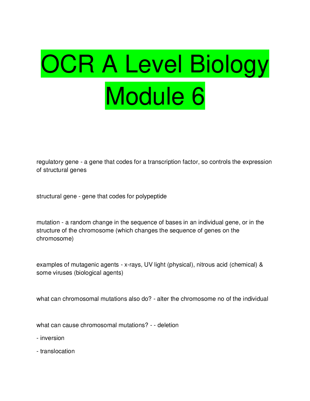 OCR A Level Biology Module 6 - Scholarfriends