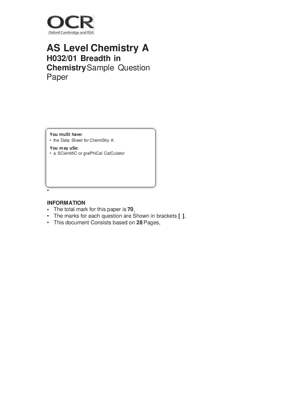 OCR A Level Chemistry A June 2024 Paper 2 (H432-02) | Complete 2024/ ...