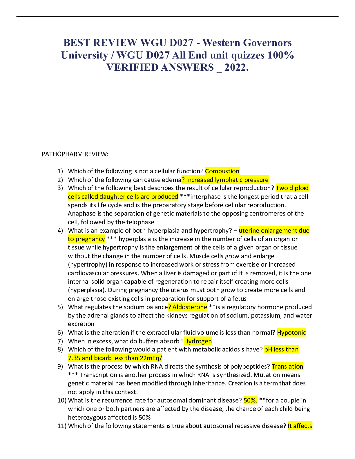 BEST REVIEW WGU D027 - Western Governors University / WGU D027 All End ...