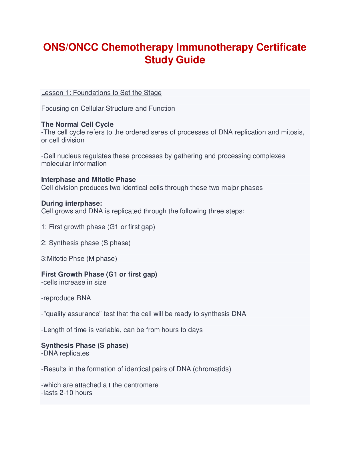 ONS/ONCC Chemotherapy Immunotherapy Certificate Study Guide ...