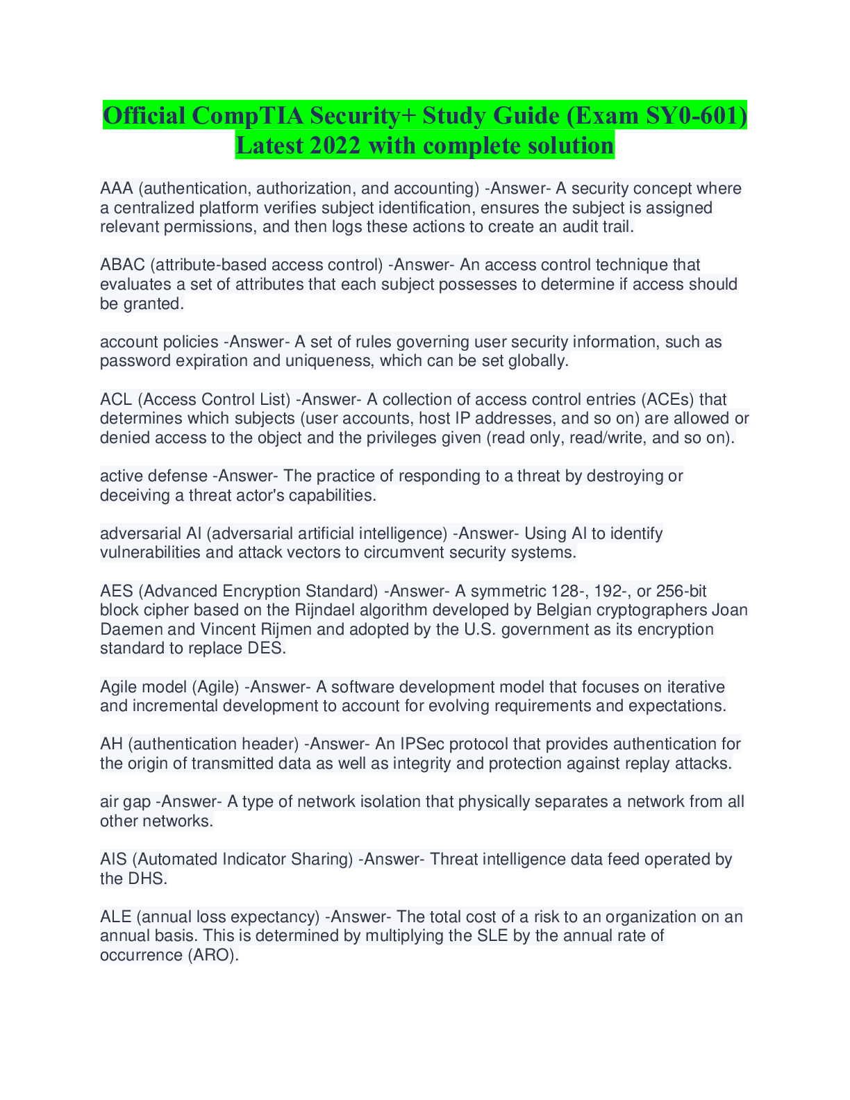 Official CompTIA Security+ Study Guide (Exam SY0-601) Latest 2022 with ...