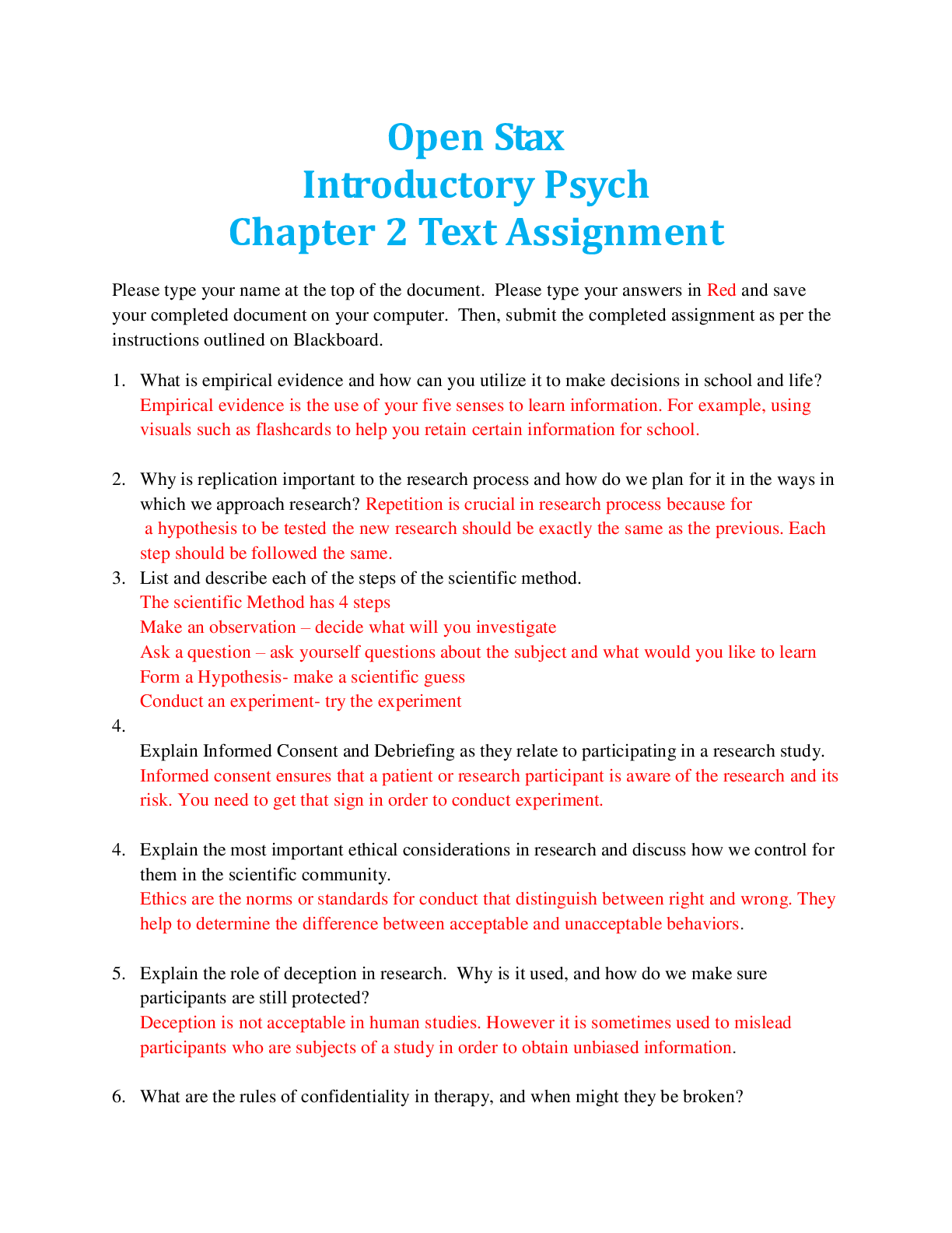 Questions and Answers >PSYC 101> Open Stax Introductory Psych Chapter 2 Text Assignment ...