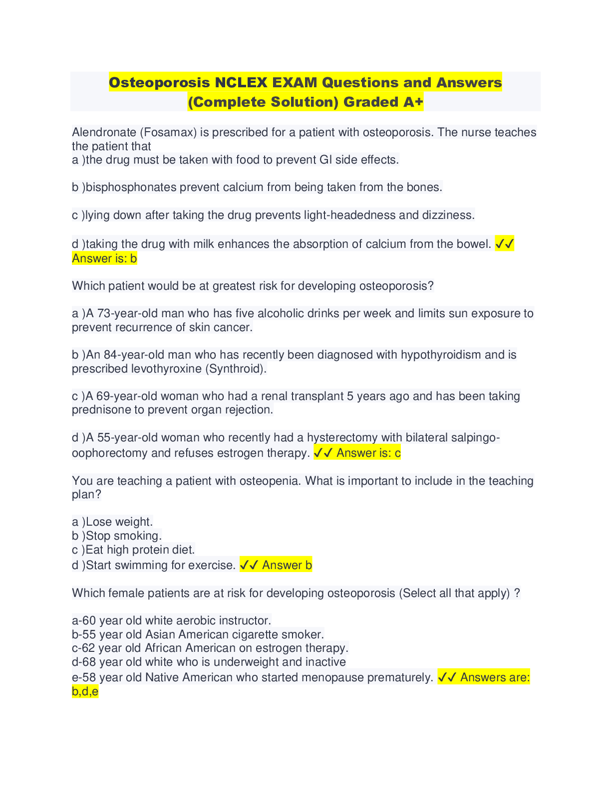 128 Antepartum NCLEX Exam Questions with Answers Latest Updated, Rated ...