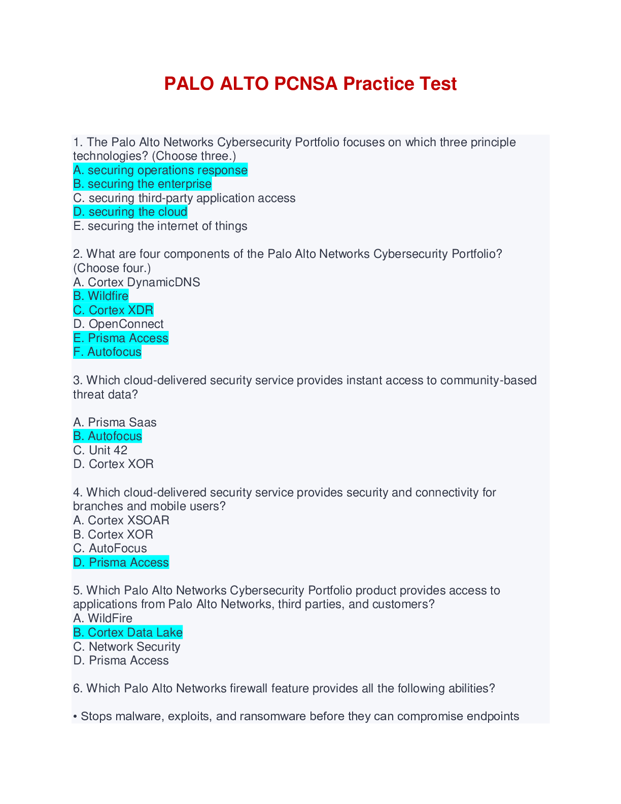 PALO ALTO PCNSA Practice Test – Scholarfriends - Scholarfriends