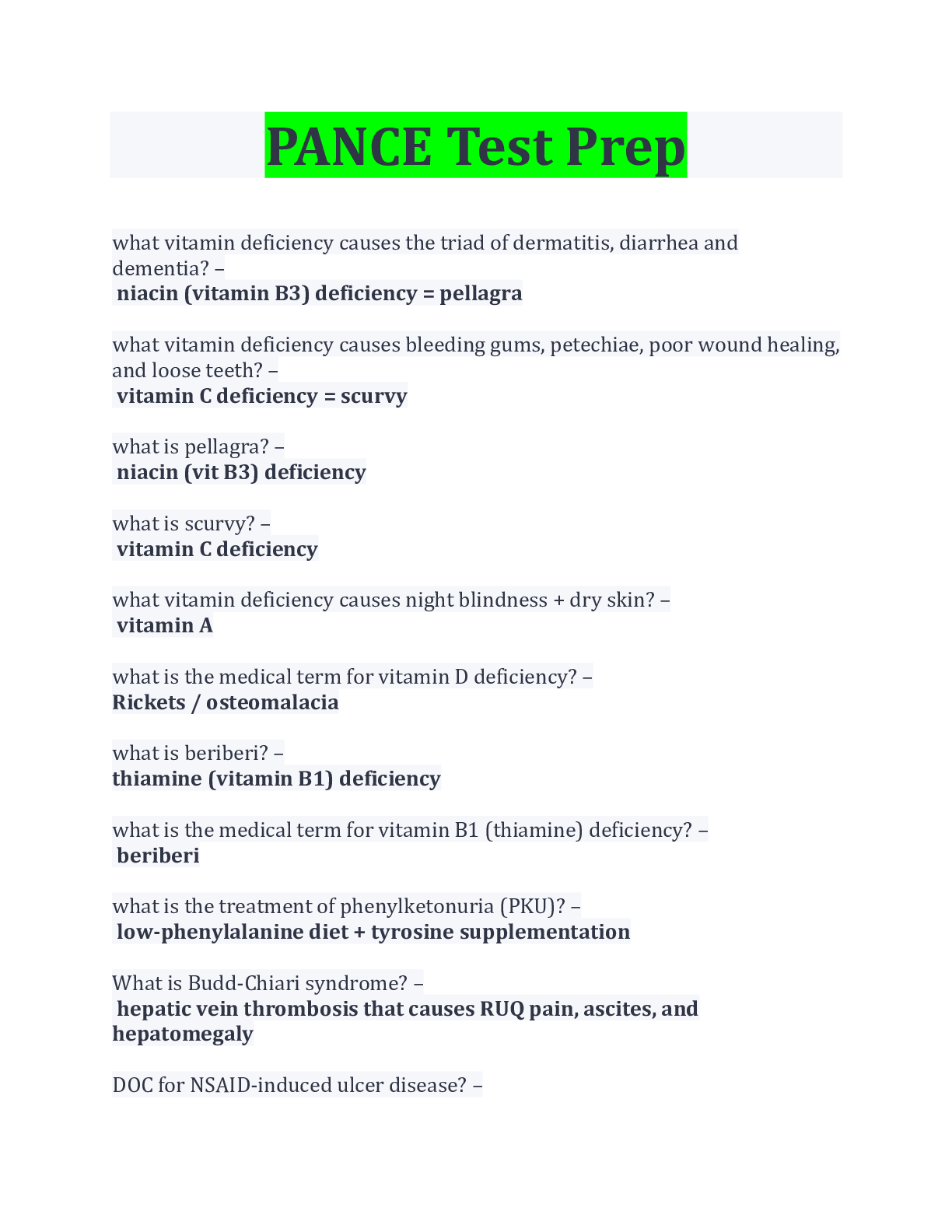 PANCE Test Prep Questions And Answers( With Complete top Solution Rated ...