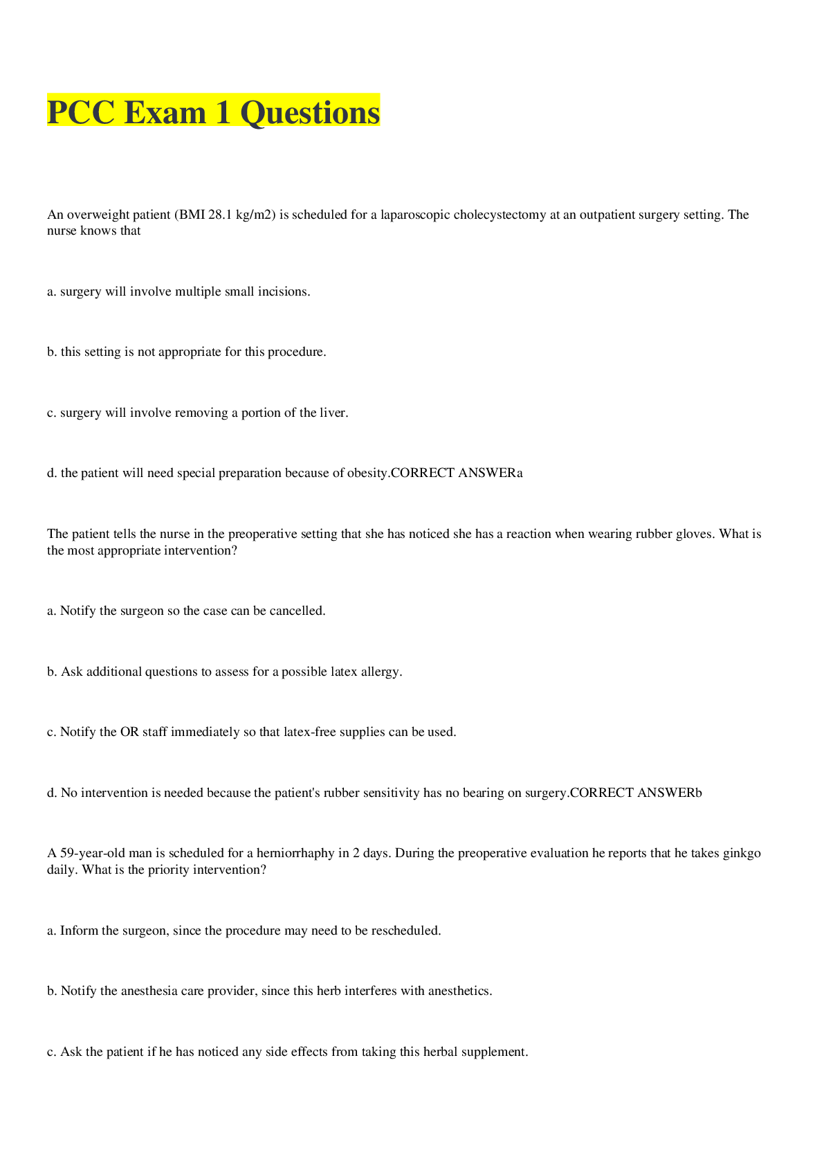 PCC Exam 1 Questions And Answers 2022/2023 - Scholarfriends