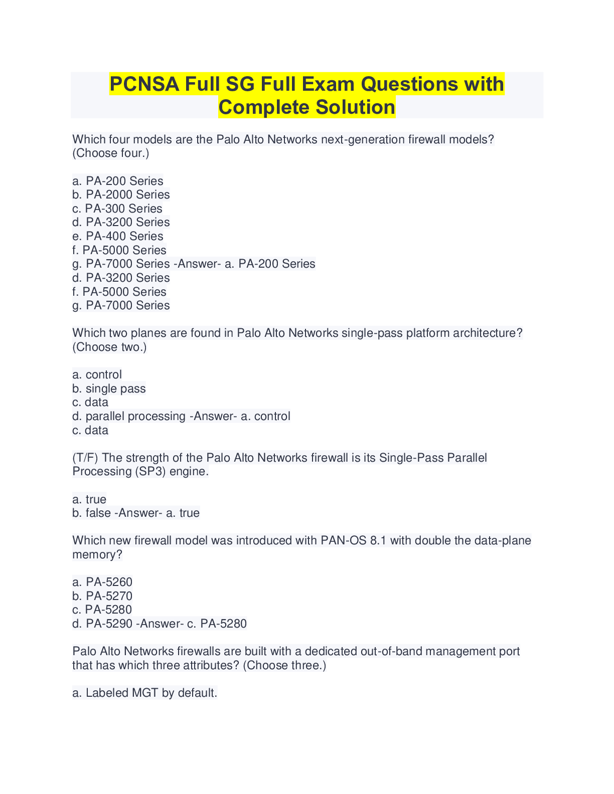 PCNSA Full SG Full Exam Questions with Complete Solution ...