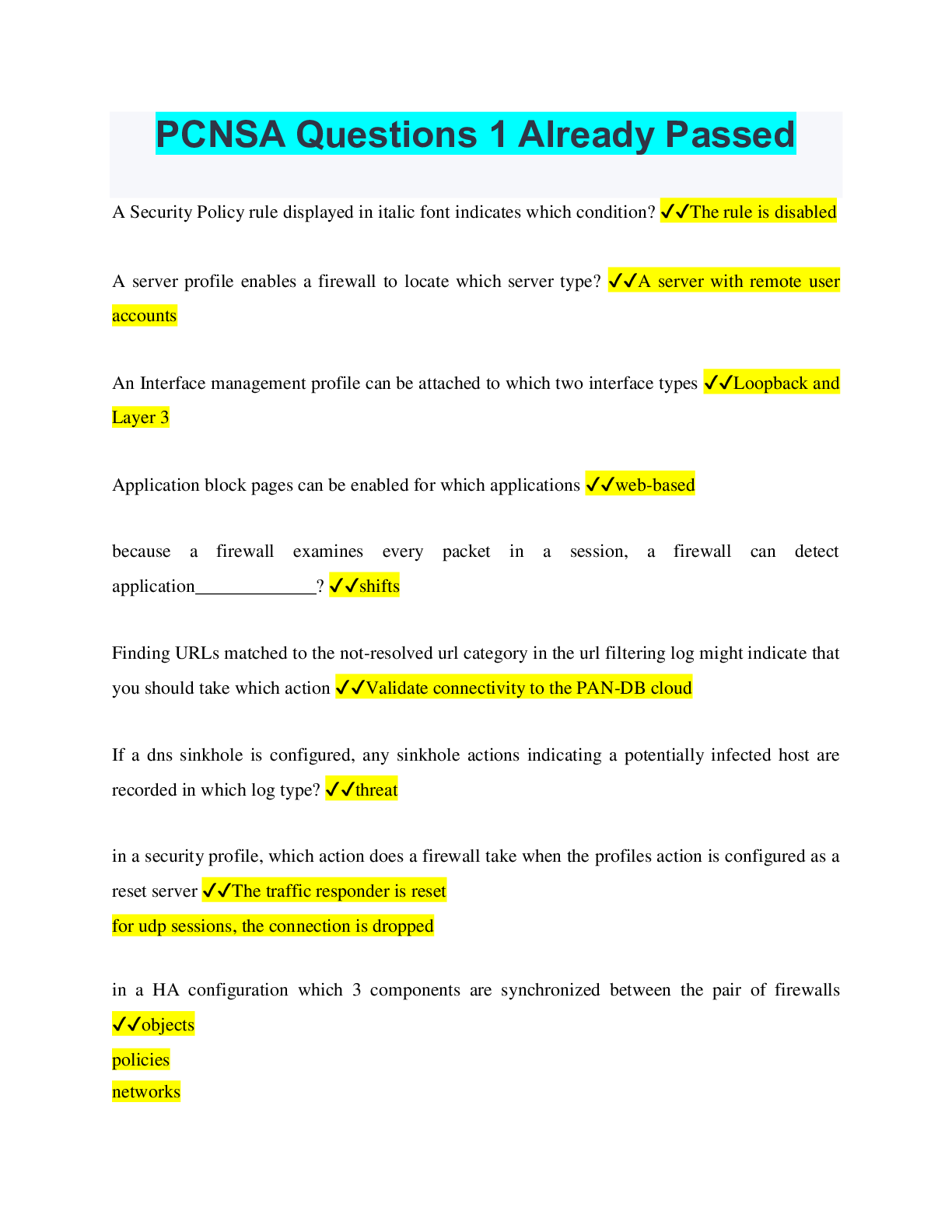 PCNSA Questions 1 Already Passed, Rated A/ 2022-2023 updates ...