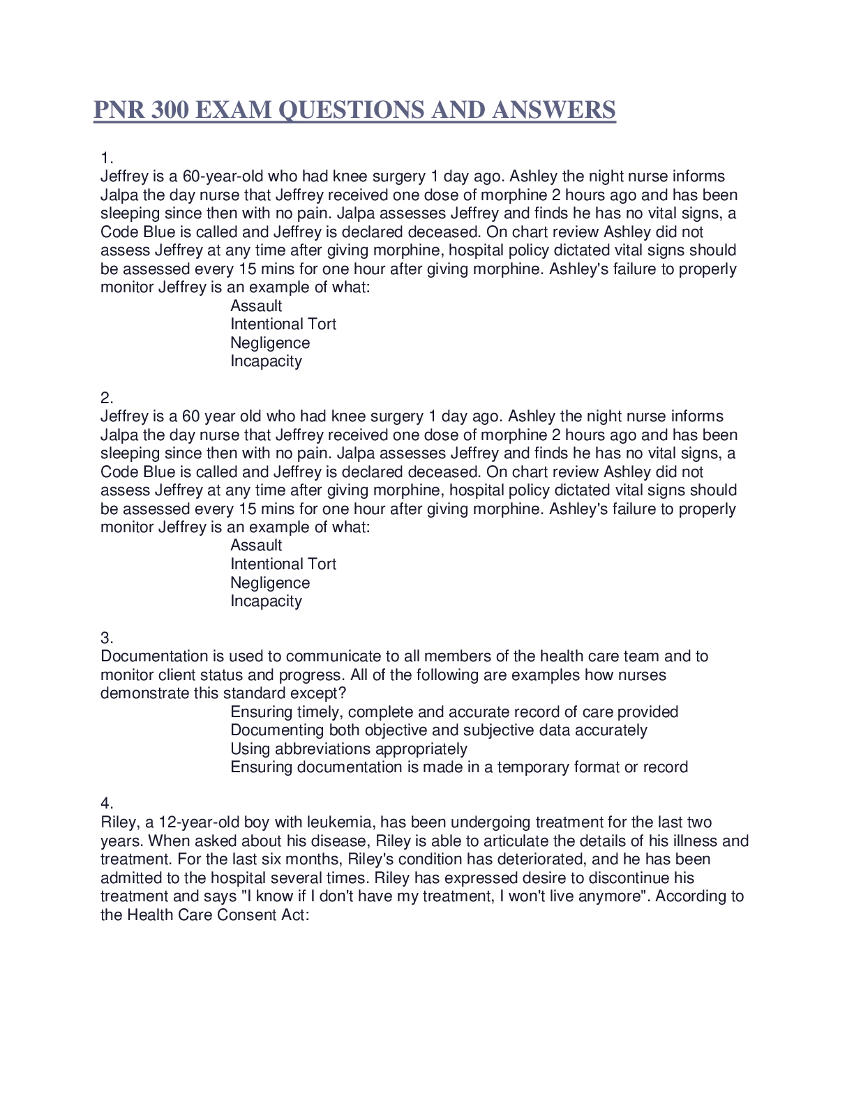 PNR 300 EXAM QUESTIONS AND ANSWERS SENECA COLLEGE - Scholarfriends