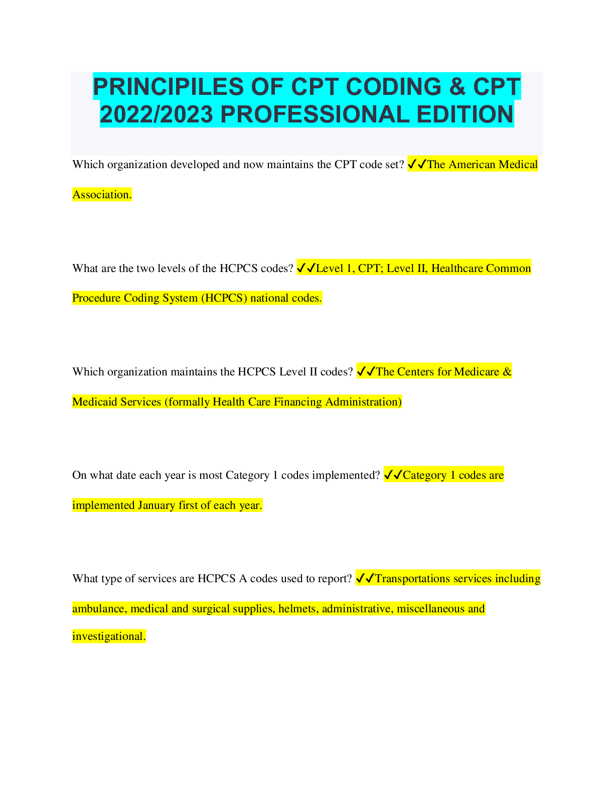 PRINCIPILES OF CPT CODING & CPT 2022/2023 PROFESSIONAL EDITION ...