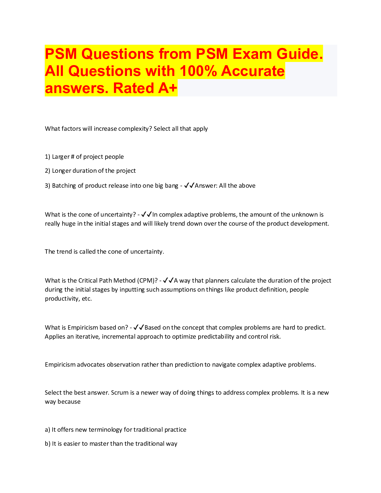 PSM 1 – SCRUM Certification Exam Guide. - Scholarfriends