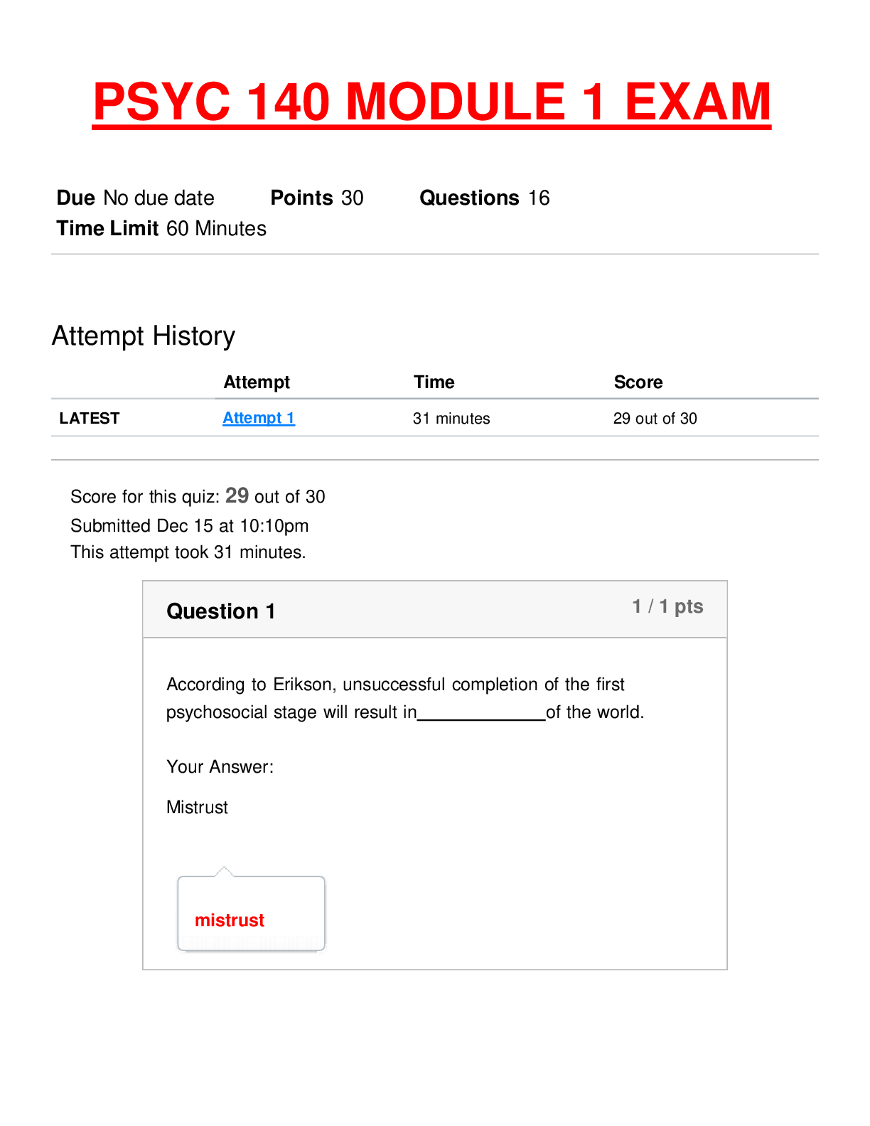 PSYC 140 MODULE 1 EXAM QUESTIONS AND ANSWERS - Scholarfriends