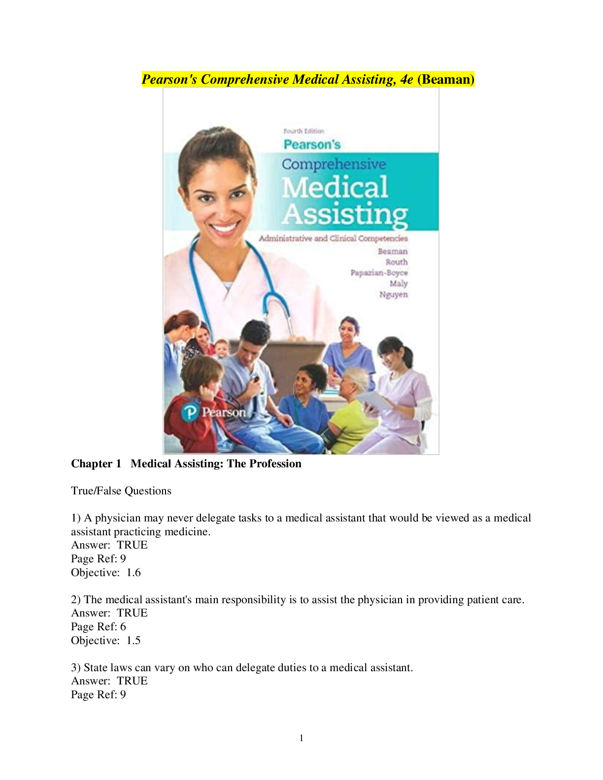 (Complete_Answered/Rationales) Comprehensive Medical Assisting ...